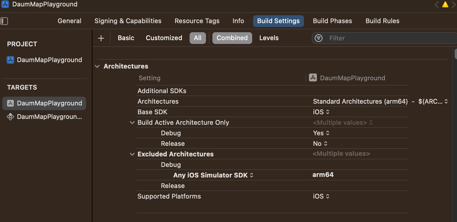 [Swift] ARM 계열 맥북에서 다음지도 SDK 시뮬레이터 빌드 오류 해결 - 초림이의 연구실